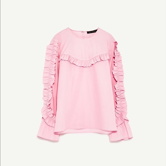 Zara | Tops | Nwt Zara Pink Poplin Ruffle Detailed Blouse | Poshmark